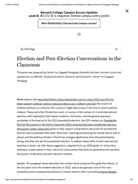 Election And Post Election Conversations In The Classroom Pdf
