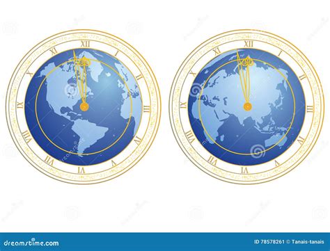 Clock As Globe Stock Vector Illustration Of Sparklets 78578261
