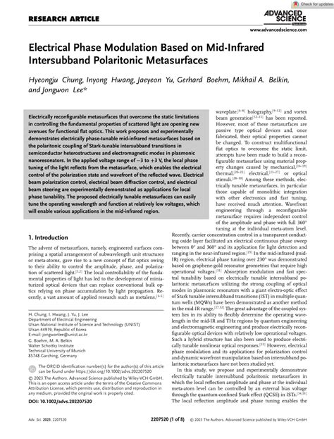 Pdf Electrical Phase Modulation Based On Mid Infrared Intersubband