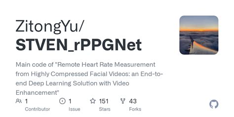 Github Zitongyu Stven Rppgnet Main Code Of Remote Heart Rate Measurement From Highly