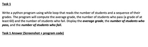 Solved Task 1 Write A Python Program Using While Loop That