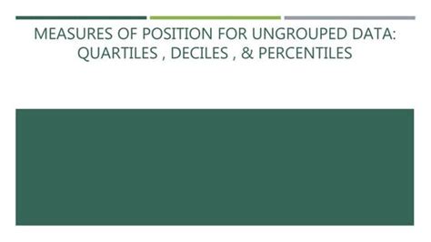 Solving Problems Involving Measures Of Position Quartiles Docx
