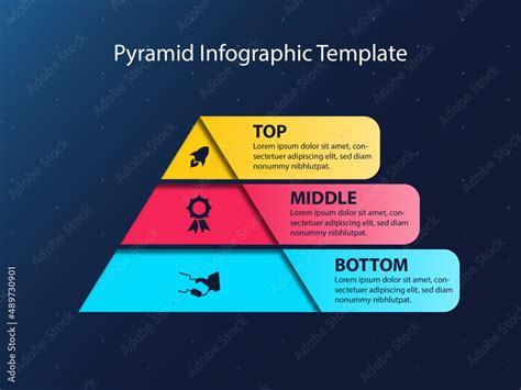Layer Pyramid Chart For Business Presentation Or Website Dark Design Infographic Stock