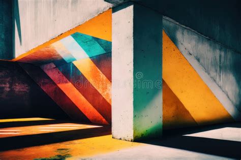 Abstract Architectural Pattern Colorful Interior Design Illustration Ai Generative Stock