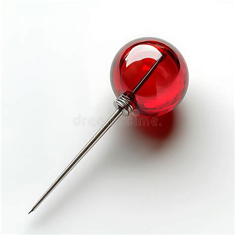 Red Push Pin With Metallic Needle Close Up Office And Stationery Vector