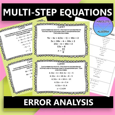 Multi Step Equations Error Analysis With Google Forms Absolute Algebra
