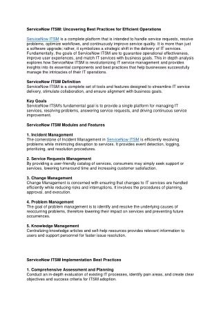 PPT ServiceNow ITSM Uncovering Best Practices For Efficient