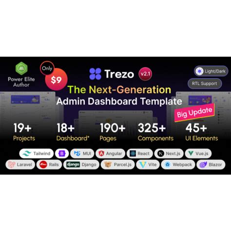 Jual Trezo Tailwind Bootstrap Material React Angular Vue