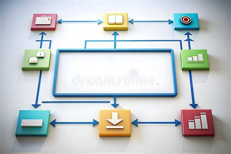 A 3d Flowchart Diagram With Colorful Icons And Arrows Connecting Various Elements Representing