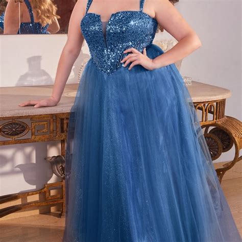 Plus Size Long A Line Prom Dress With Sequin Bodice