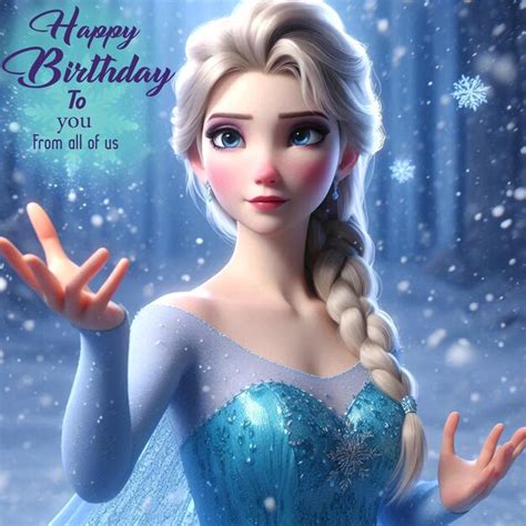 Happy Birthday Greeting With Elsa Frozen Premium Ai Generated Psd