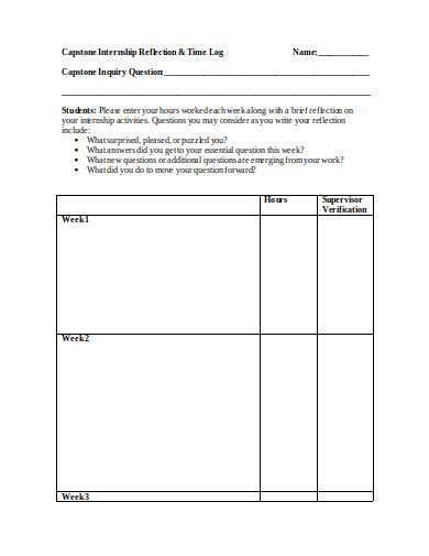 11 Internship Time Log Templates In Pdf Doc
