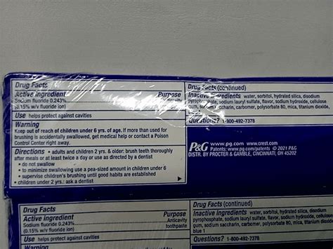 Fluoride Toothpaste Warning Label