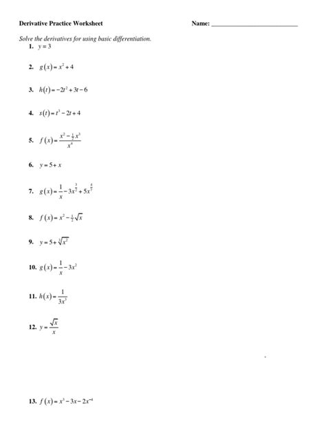 Solve The Derivatives For Using Basic Differentiation Derivative