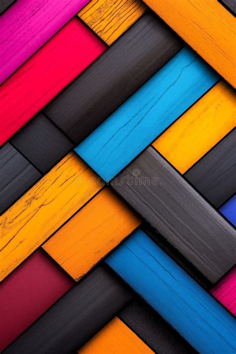 Geometric Pattern Composed Of Rectangular Pieces Of Wood Stock Image Image Of Colorful