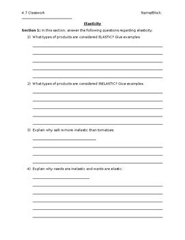 Elasticity Classwork By Katonomics TPT