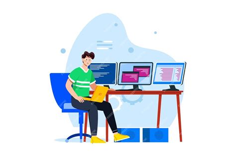 Premium Vector Man Coder Development Programming Computer
