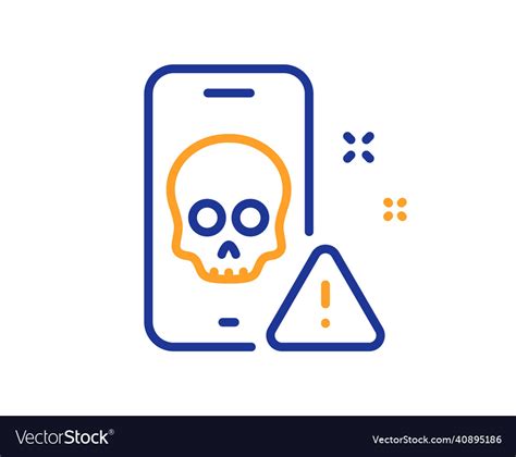 Cyber Attack Line Icon Ransomware Threat Sign Vector Image