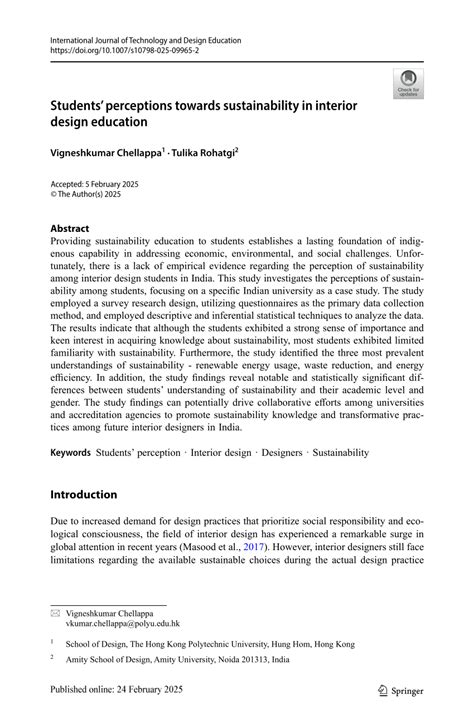 (PDF) Students’ perceptions towards sustainability in interior design ...