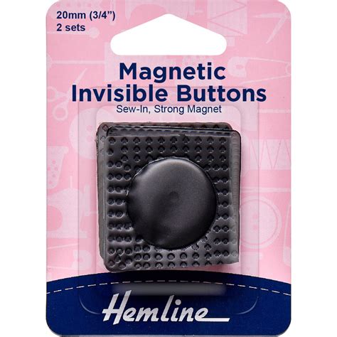 Magnetic Invisible Buttons 20mm 34″ Black 2 Sets Hemline