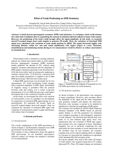Pdf Effect Of Tooth Positioning On Epr Dosimetry Jong In Park