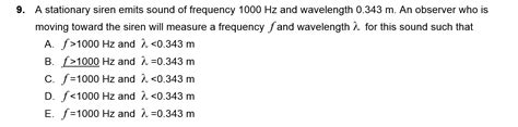 Solved A Stationary Siren Emits Sound Of Frequency 1000 Hz