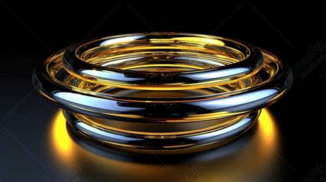 검은 배경에 반짝이는 황금색과 유리 반지의 매혹적인 3d 렌더링 제품 디스플레이 배경 금색 배경 황금색 배경 이미지 Hd 제품 디스플레이 금색 황금색 배경 사진