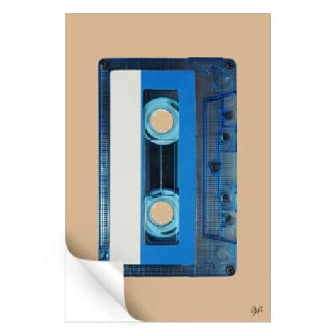 Retro Blue Cassette Tape Wall Art Big Wall Décor