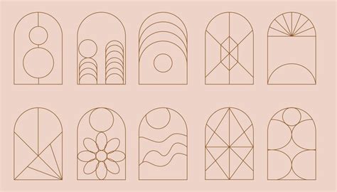 premium vector line arch frame set bohemian linear shapes with