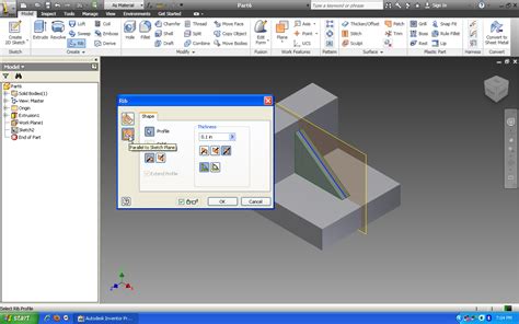 Tutorial How To Use Rib Feature In Autodesk Inventor Lesson 2