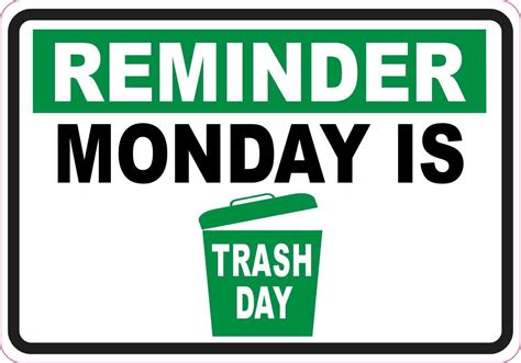 Stickertalk Monday Is Trash Day Magnet 5 Inches X 35 Inches