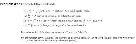 Solved Problem Consider The Following Statements I Chegg