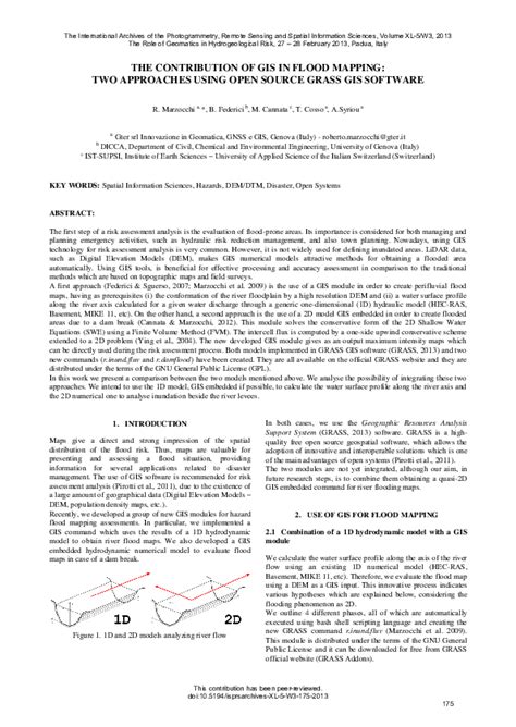 Pdf The Contribution Of Gis In Flood Mapping Two Approaches Using Open Source Grass Gis Software