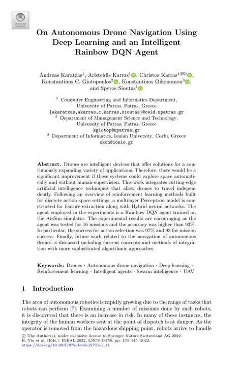 PDF On Autonomous Drone Navigation Using Deep Learning And An Intelligent Rainbow DQN Agent
