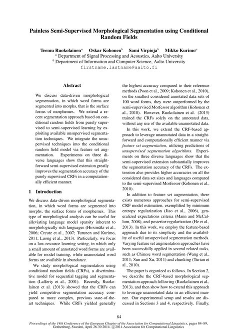 Pdf Painless Semi Supervised Morphological Segmentation Using
