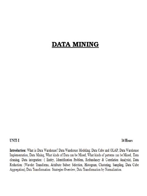 unit i chapter 1 data mining pdf data warehouse data mining