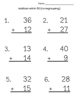 Addition Within No Regrouping By Living The SpEducator Dream