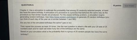 Solved Chapter Use A Simulation To Estimate The Chegg