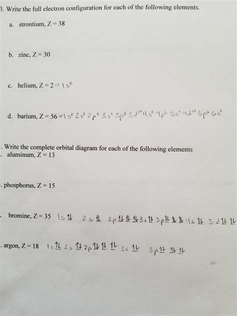 Solved 3 Write The Full Electron Configuration For Each Of