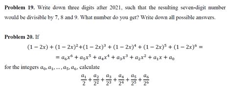 solved problem 19 write down three digits after 2021 such