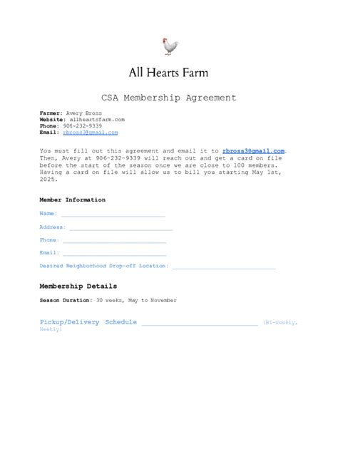 Fillable Online Csa Membership Agreement Fax Email Print Pdffiller