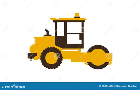 Icon Paver Men At Work Construction Machinery Vector Illustration Sleek Style Stock Vector