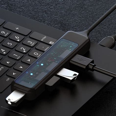 Usb Hub Type C Expansion Dock Adapter การส่งข้อมูล Sdtf Card Reader
