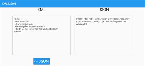 Official Xml2json Xml To Json Online Converter Appbook