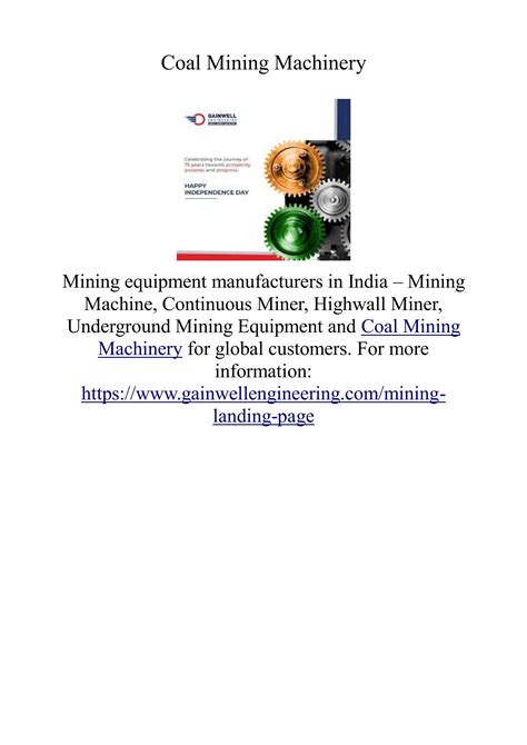 Coal Mining Machinery By Gainwell Engineering Issuu