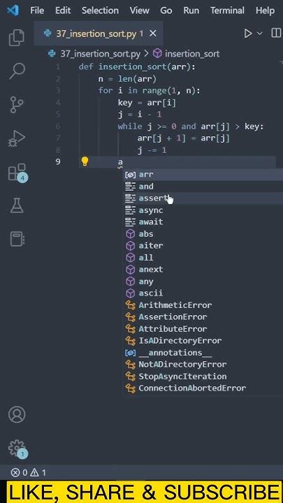 Insertion Sort Algorithm In Python Shorts Shortsvideo Python