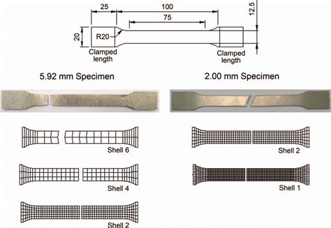 Tensile Test Specimens And Their Numerical Simulation This Figure Is