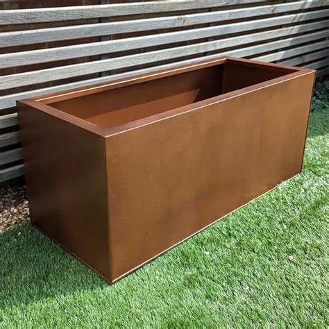 70cm Zinc Galvanised Copper Trough Planter Woven Wood