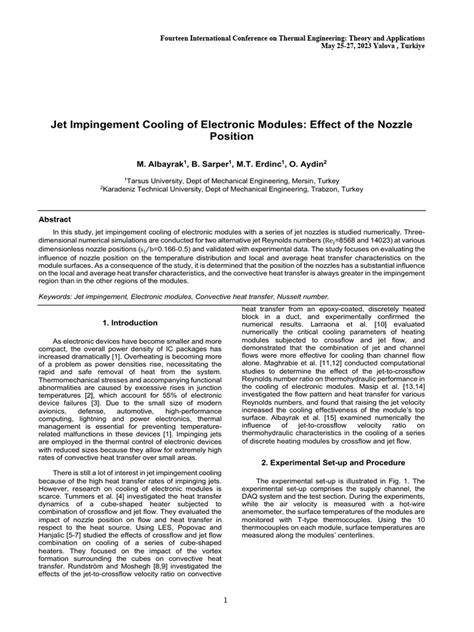 Jet Impingement Cooling Of Electronic Modules Effect Of The Nozzle Position Pdf