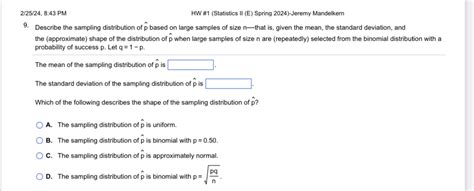 solved 2 25 24 8 43 ﻿pmhw 1 statistics ii e ﻿spring